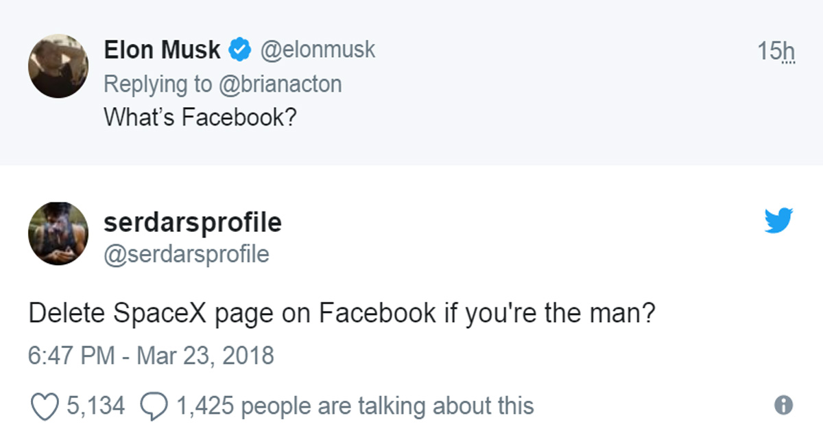 Elon Musk Deletes All of His and His Companies' Facebook Accounts