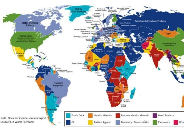 This Handy Map Details Each Country's Biggest Export