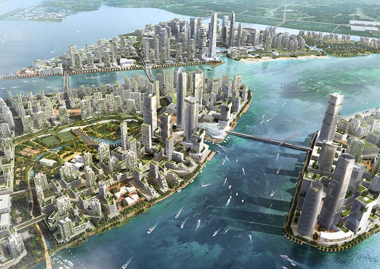 China Is Building a Giant City on Four Man-Made Islands