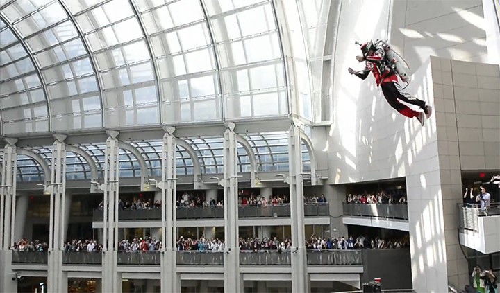 The future is here. Impressive indoor flight of jetpack is unbelievable
