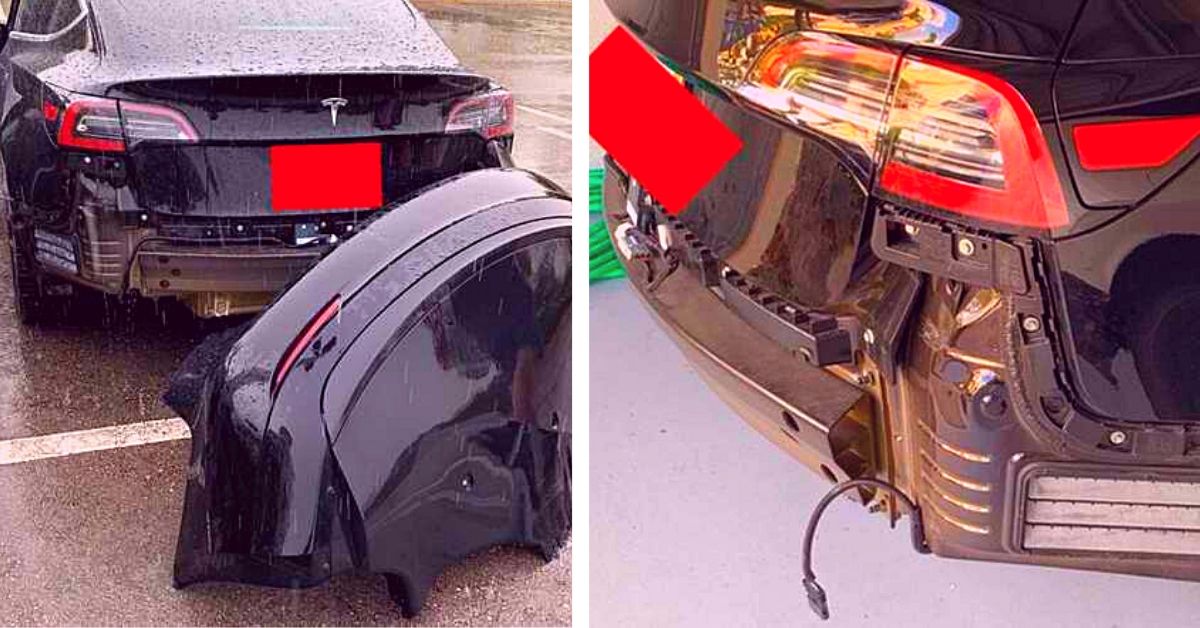 Tesla Model 3 Bumper Breaks Off While Driving Through Puddle